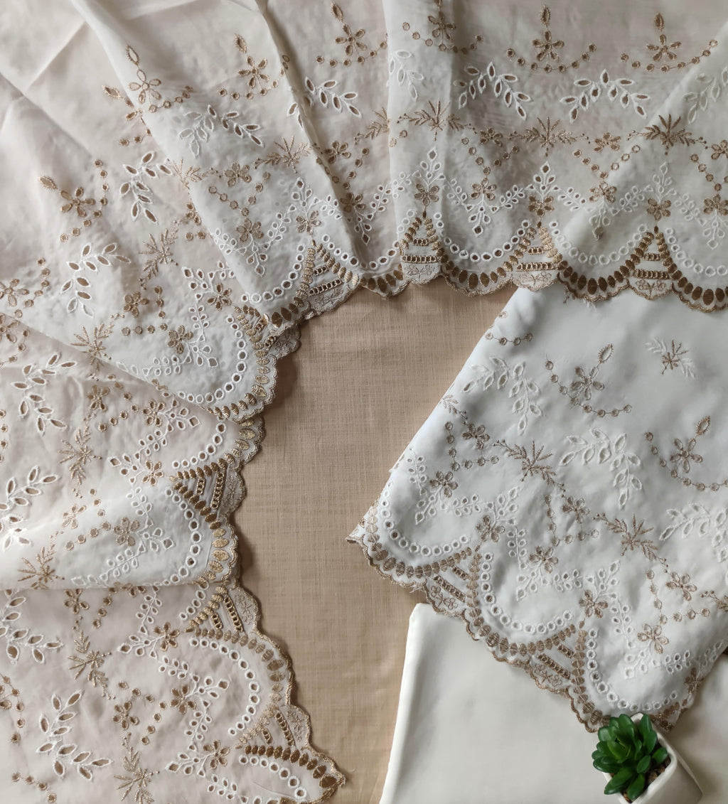 White Zari Cut-Work Suit-Set – House Of Kadhaee