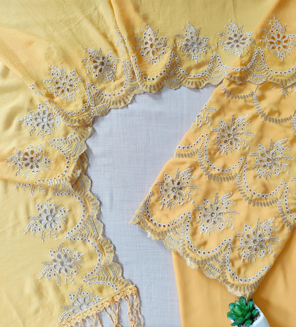 Royal Yellow Zari Cut-Work Suit-Set – House Of Kadhaee
