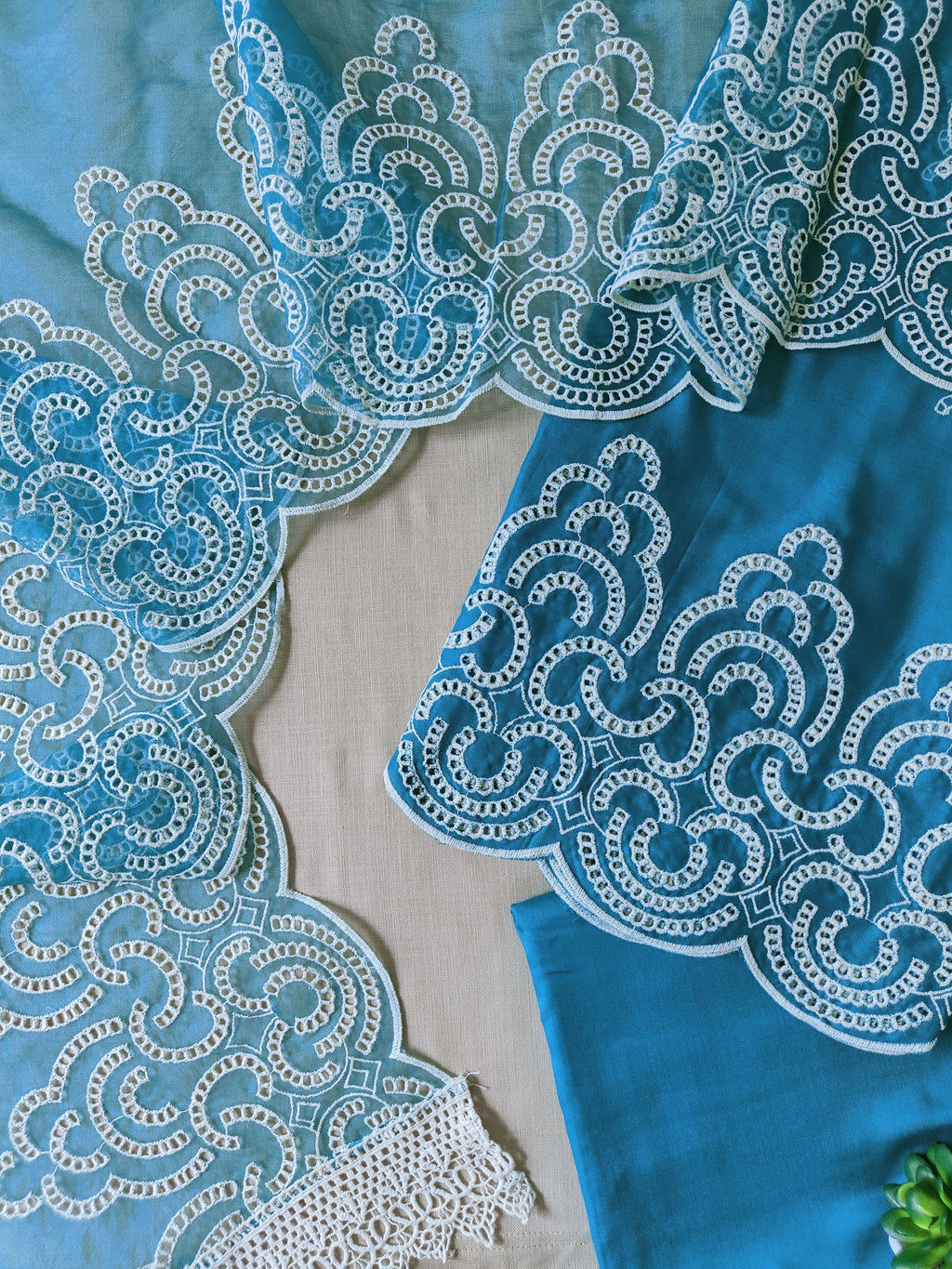 Peacock Blue Cut-Work Suit-Set – House Of Kadhaee